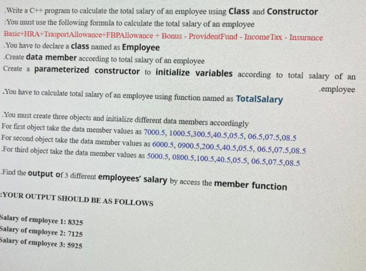 Solved .Write a C++ program to calculate the total salary of | Chegg.com