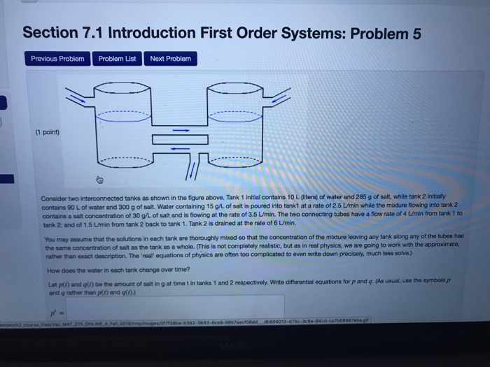 Solved Section 7 1 Introduction First Order Systems Problem