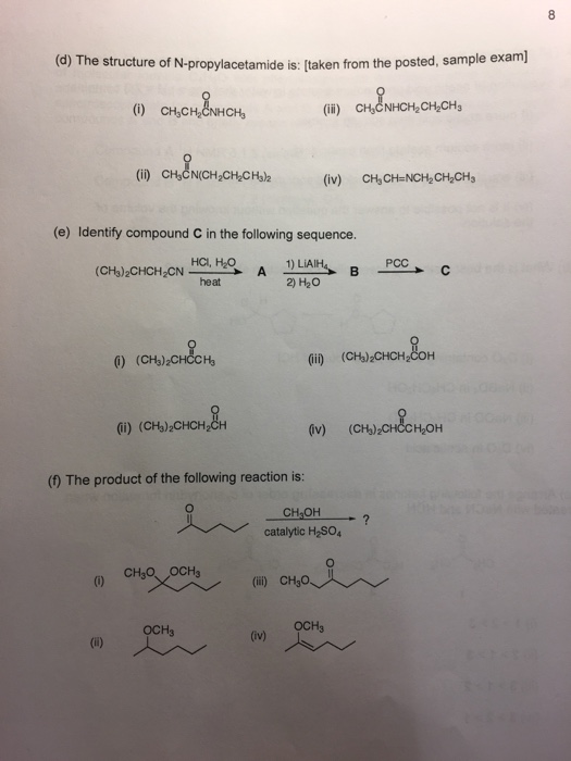 Solved e of N-propylacetamide is: [taken from the posted, | Chegg.com