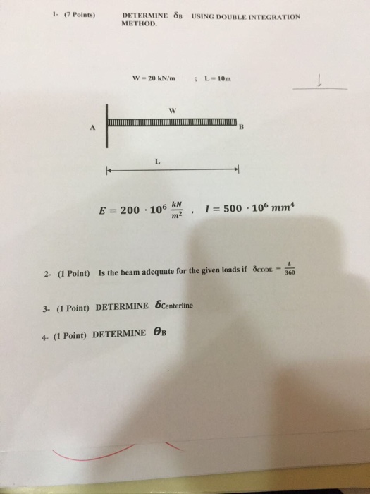 Solved DETERMINE delta_B USING DOUBLE INTEGRATION METHOD. | Chegg.com