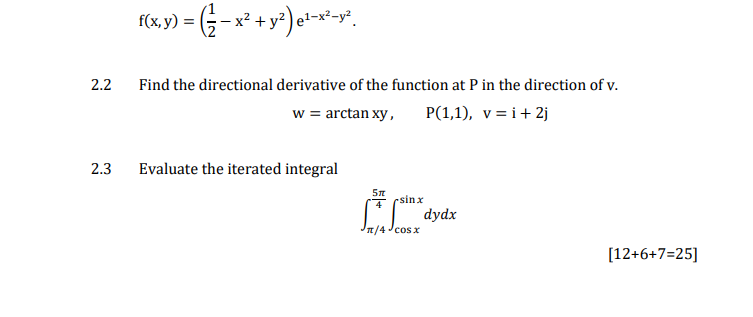 Solved f(x,y)=(12-x2+y2)e1-x2-y22.2 ﻿Find the directional | Chegg.com