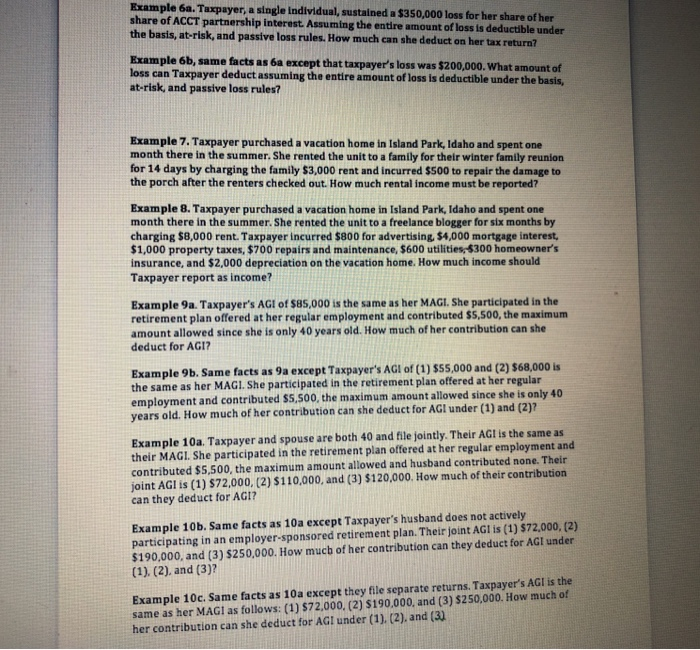 Chapter 6 Individual for AGI Deductions Example 1a. | Chegg.com