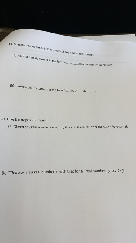Solved 10, Consider the statement "The square of any odd | Chegg.com