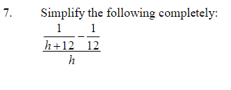 Solved Simplify the following completely: hh+121−121 | Chegg.com