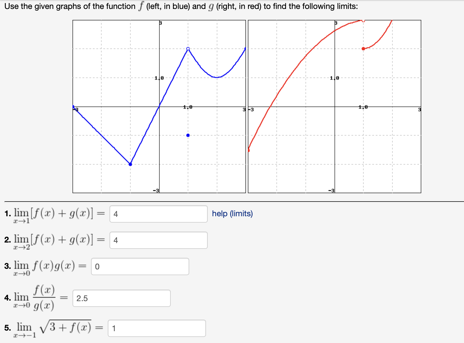 Solved 1 Limx→1[f X G X ] 2 Limx→2[f X G X ] 3