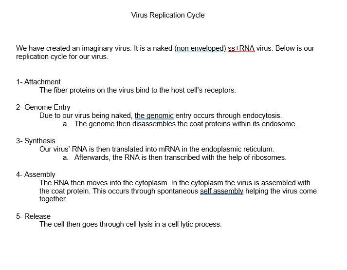 Solved Virus Replication Cycle We have created an imaginary | Chegg.com