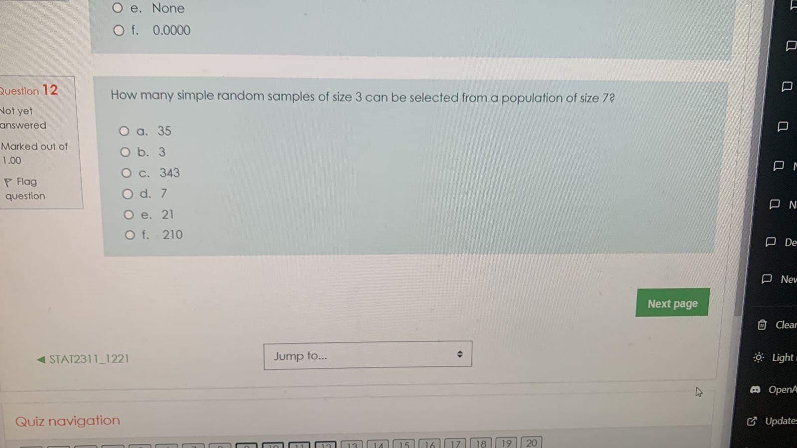 Solved e. None f. 0.0000 How many simple random samples of | Chegg.com