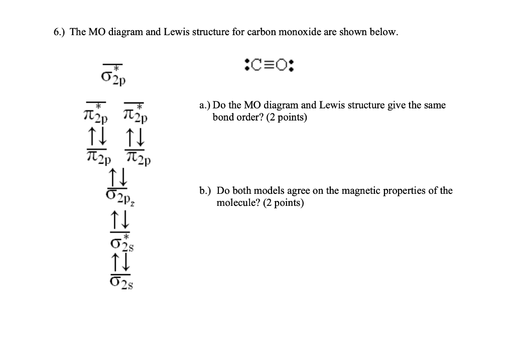 Solved 6.) The MO diagram and Lewis structure for carbon | Chegg.com