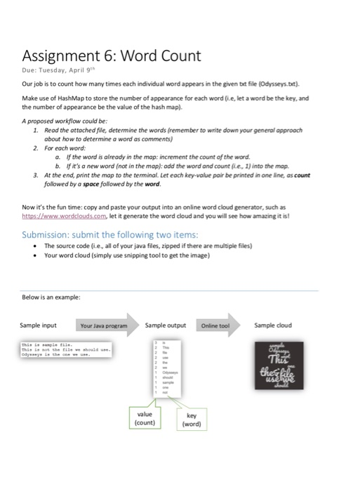 Solved Assignment 6: Word Count Due: Tuesday, April 9 Our | Chegg.com