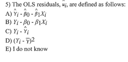 Solved The OLS residuals, hat(u)i, ﻿are defined as | Chegg.com