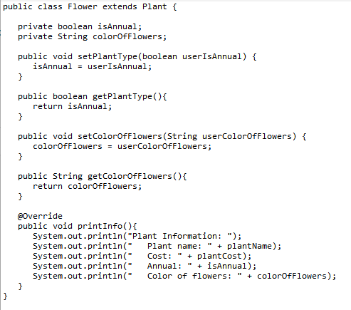Solved Given a base Plant class and a derived Flower class, | Chegg.com