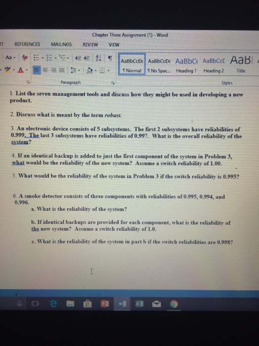 Solved Chapter Three Assignment 1 Word T References