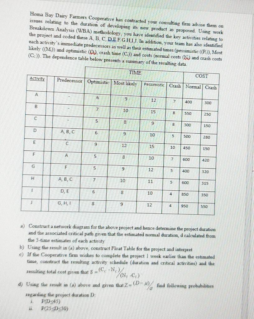 Solved Homa Bay Dairy Farmers Cooperative has contracted | Chegg.com