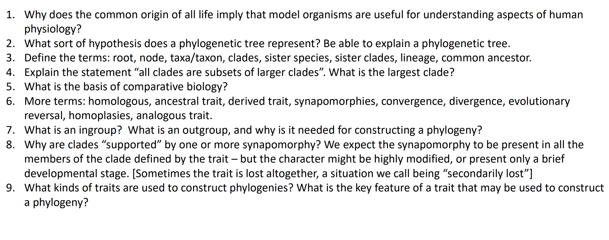 Solved 1. Why does the common origin of all life imply that | Chegg.com