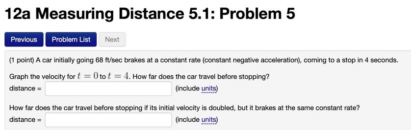 Solved 12a Measuring Distance 5.1: Problem 3 Previous | Chegg.com