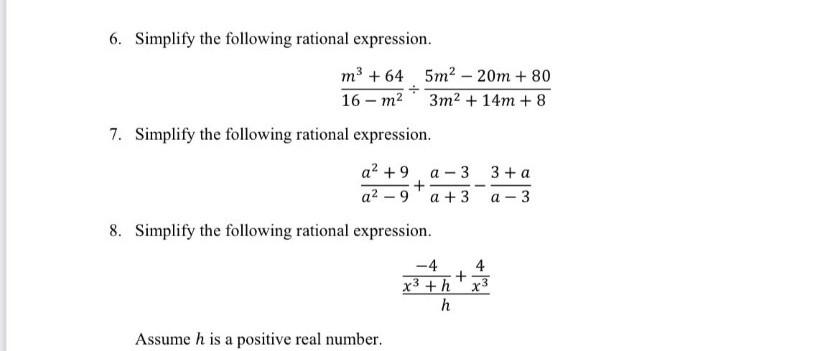 Solved 8. Simplify the following rational expression. -4 4 + | Chegg.com