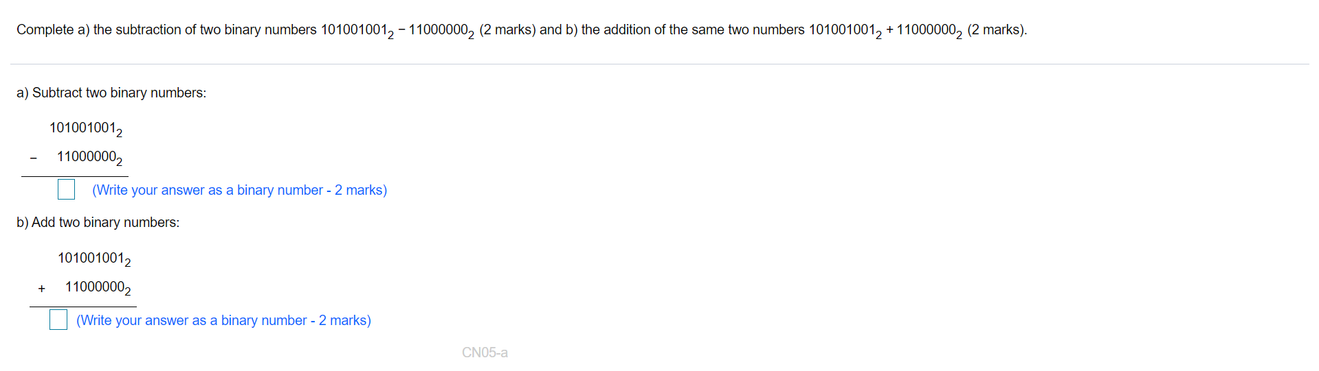 Solved Complete A The Subtraction Of Two Binary Numbers 