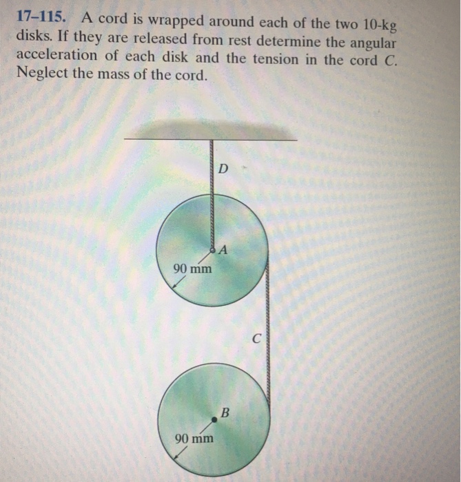 Solved 17-115. A cord is wrapped around each of the two | Chegg.com