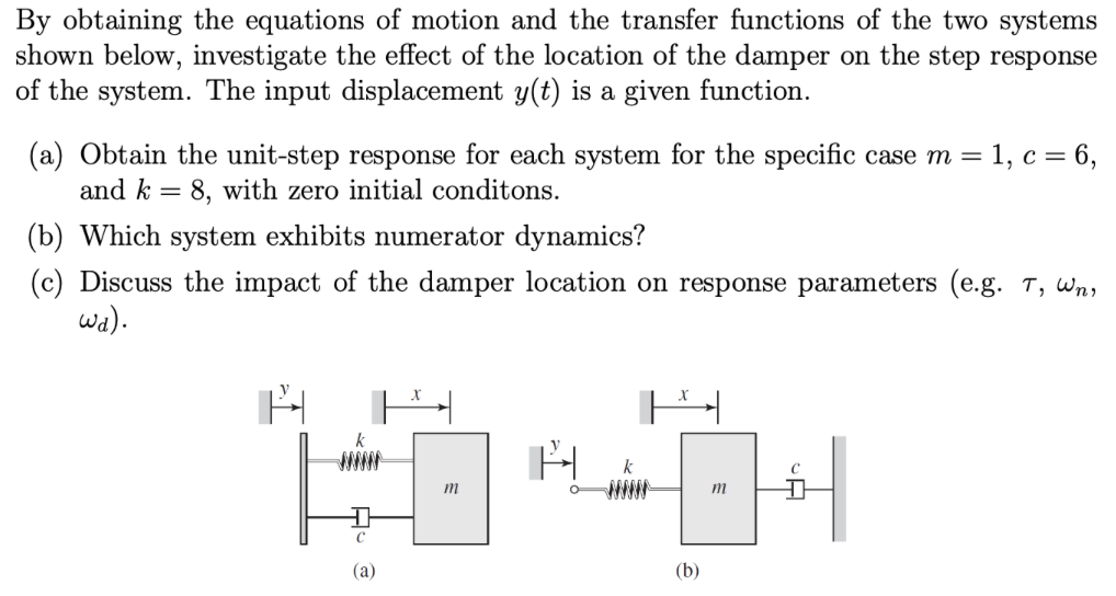 Solved By obtaining the equations of motion and the transfer | Chegg.com
