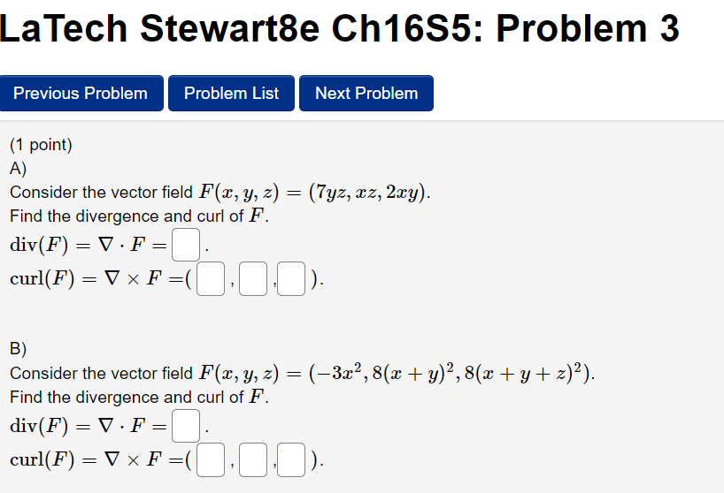 Solved La Tech Stewart8e Ch1685: Problem 3 Previous Problem | Chegg.com