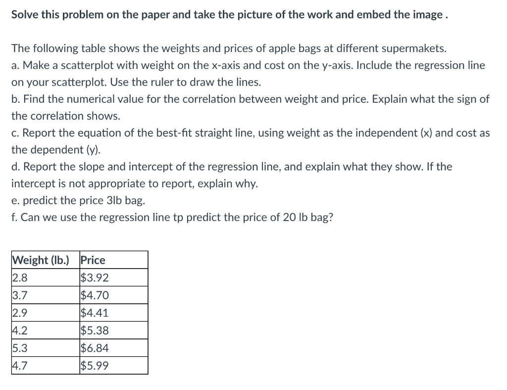 Solved Solve this problem on the paper and take the picture | Chegg.com