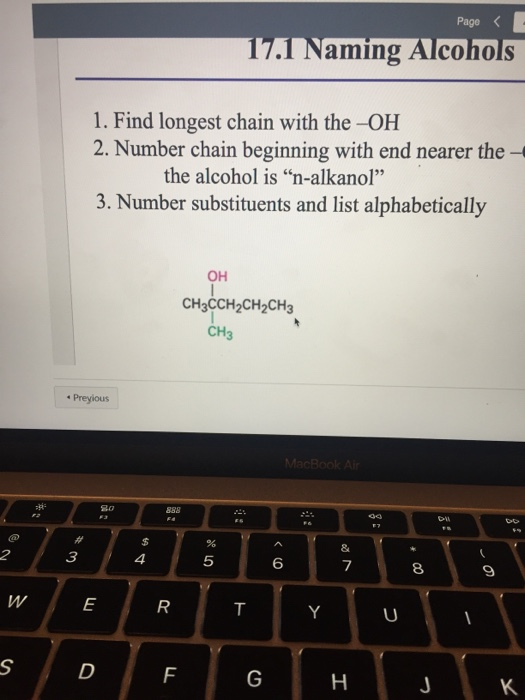 Solved Page .I Naming Alcohols 1. Find longest chain with | Chegg.com