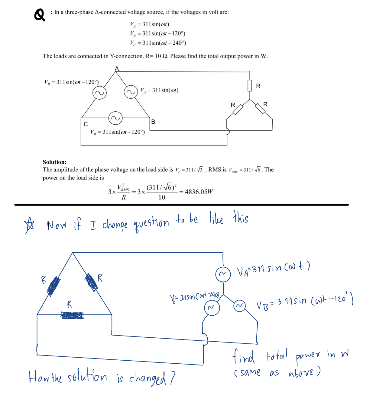 Solved Q : In a three-phase Δ-connected voltage source, if | Chegg.com