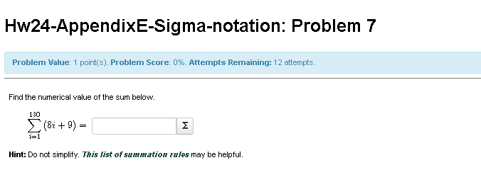 Solved Hw24-AppendixE-Sigma-notation: Problem 7 Problem | Chegg.com