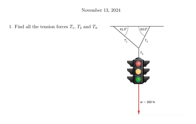 Solved by an EXPERT November 13, 2024Find all the tension forces T1,T2 | Chegg.com