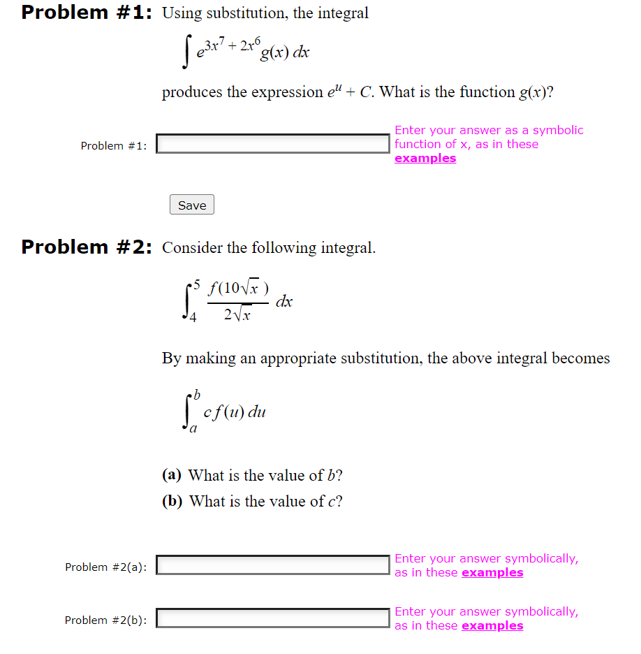 Solved Problem # 1: Using substitution, the | Chegg.com