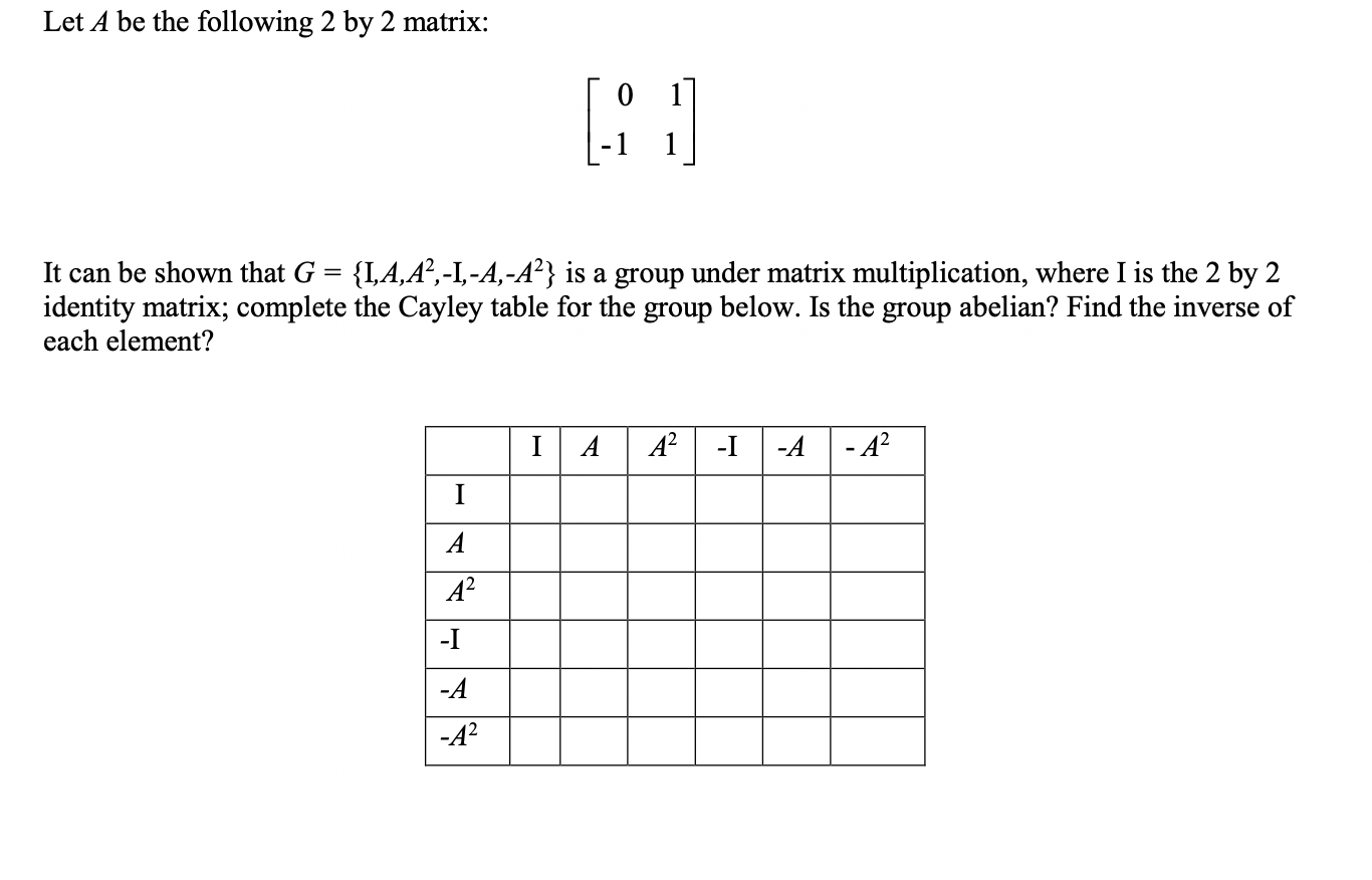 Solved Let A be the following 2 by 2 matrix: 0 1 L It can be | Chegg.com