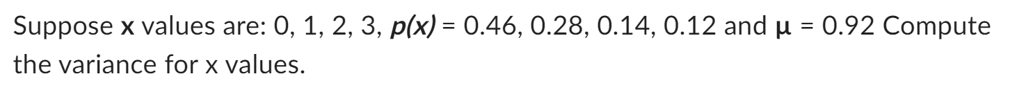 Solved Suppose x values are: | Chegg.com