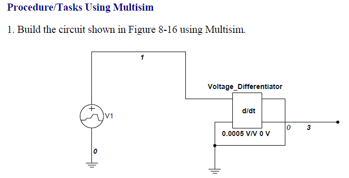 Solved Procedure/Tasks Using Multisim 1. Build the circuit | Chegg.com