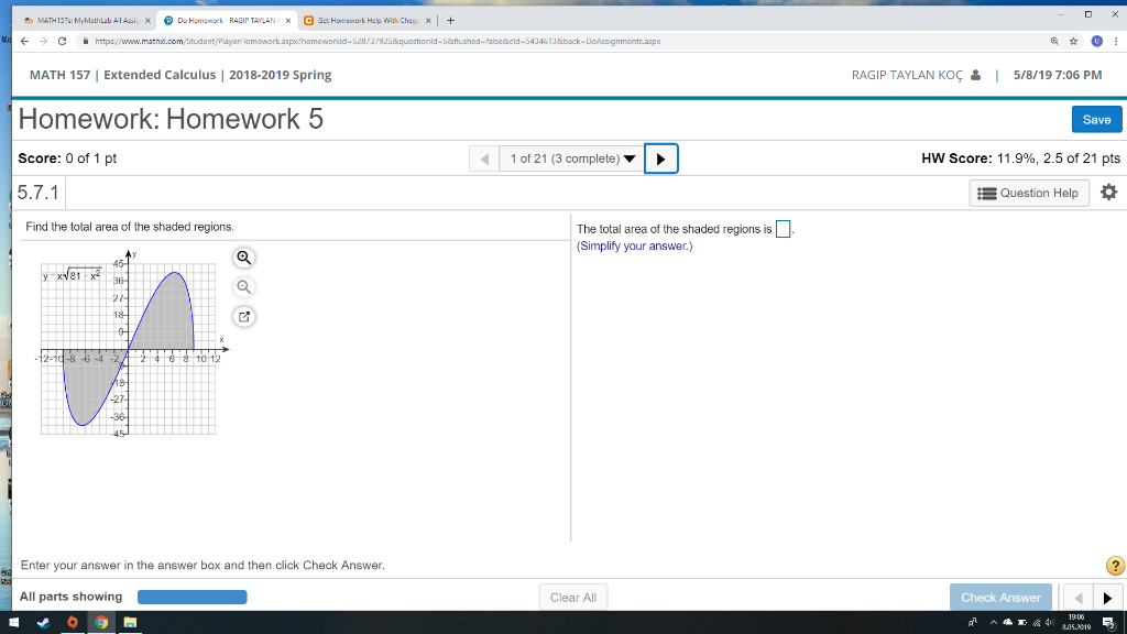 Solved Math 157 Extended Calculus 2018 2019 Spring Chegg