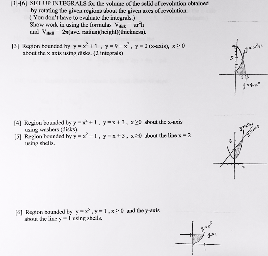 Solved [3]-[6] SET UP INTEGRALS for the volume of the solid | Chegg.com