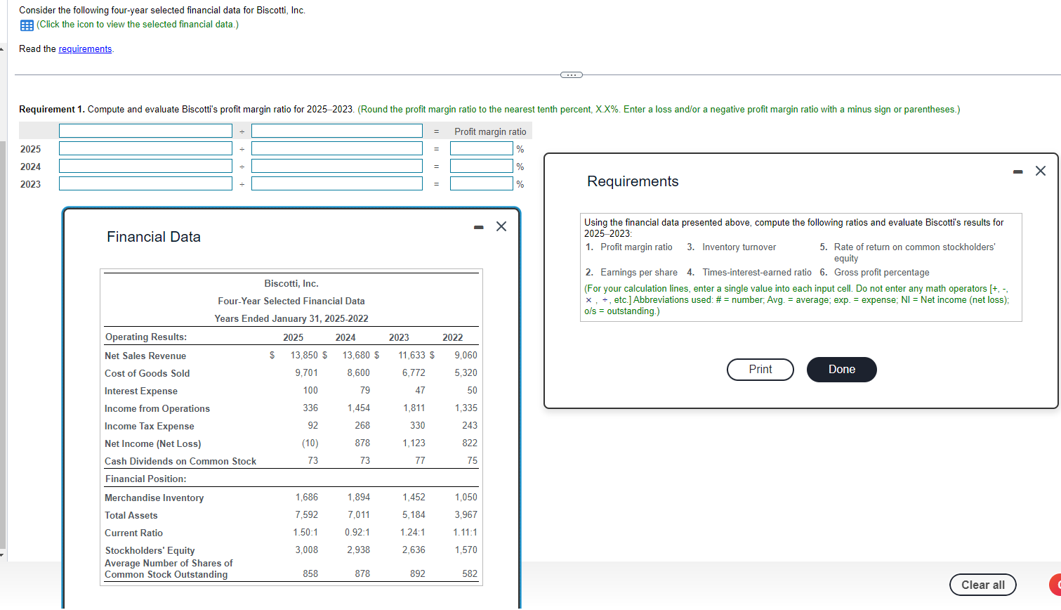 Solved Consider the following four-year selected financial | Chegg.com
