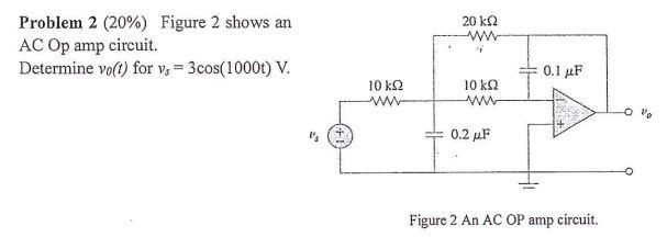 Solved Problem 2(20%) Figure 2 shows an AC Op amp circuit. | Chegg.com