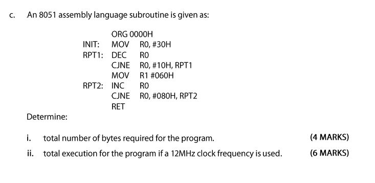 Solved C An 8051 Assembly Language Subroutine Is Given As