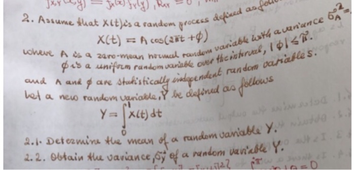 Solved Assume that x(t) is a random process defined as | Chegg.com