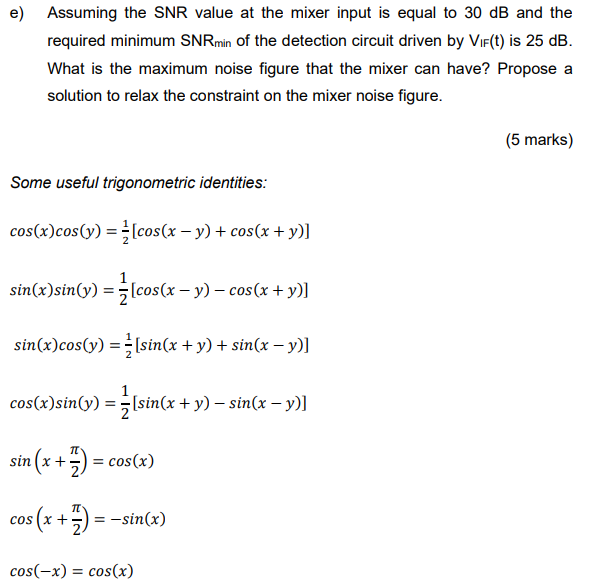 Solved A modulated VRF(t) signal is fed to a mixer as shown | Chegg.com
