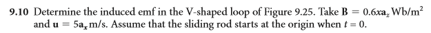 Solved 9.10 Determine the induced emf in the V-shaped loop | Chegg.com