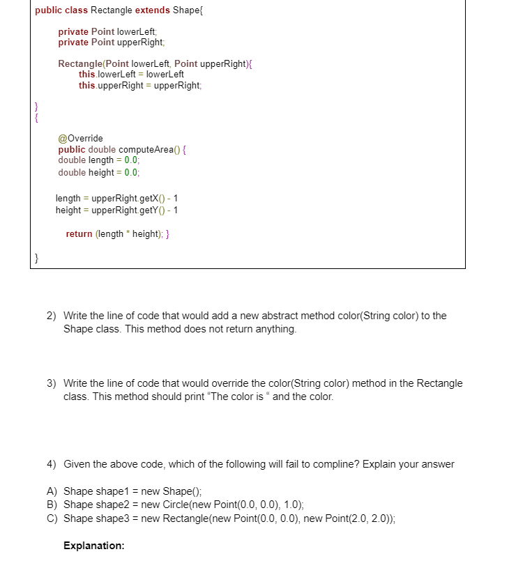 Solved Consider the following 4 classes: public abstract | Chegg.com