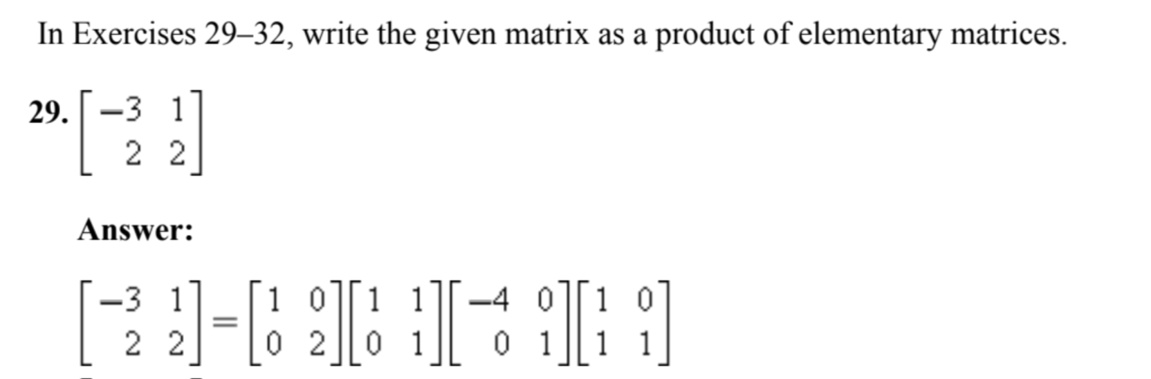 In Exercises 29-32, write the given matrix as a | Chegg.com
