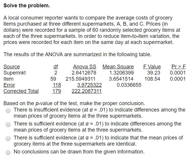 Solved Solve the problem. A local consumer reporter wants to | Chegg.com