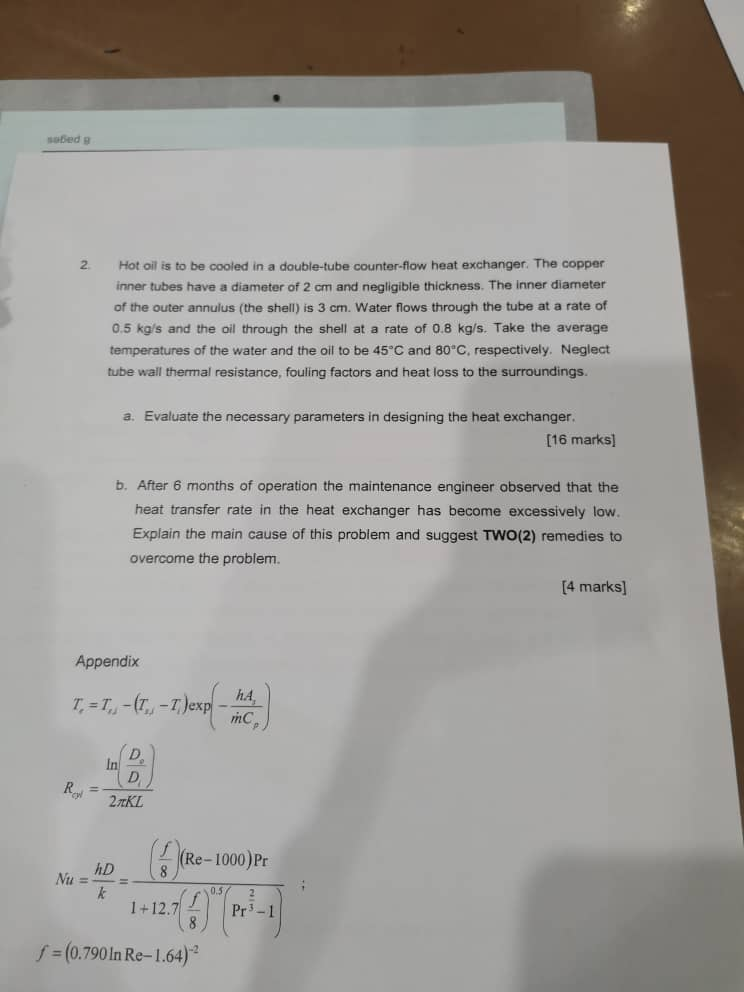 Solved bede Hot oil is to be cooled in a double-tube | Chegg.com