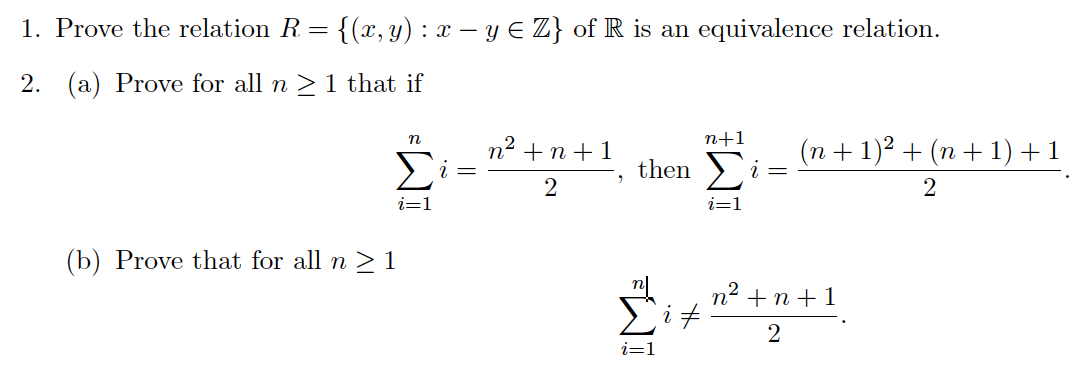 Solved 1. Prove the relation R= {(x,y) : X – Y E Z} of R is | Chegg.com