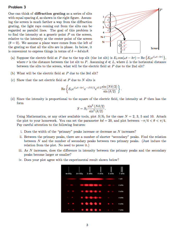 2 3 . Problem 3 One can think of diffraction grating | Chegg.com