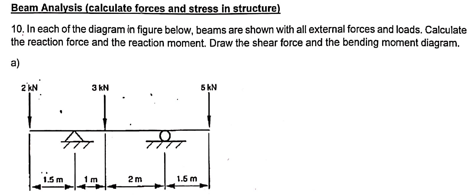 Solved Beam Analysis (calculate forces and stress in | Chegg.com