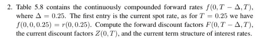2. Table 5.8 contains the continuously compounded | Chegg.com