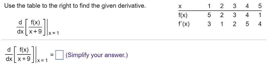 Solved Use the table to the right to find the given | Chegg.com